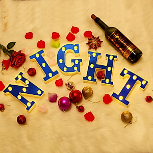 Led Marquee Letter Lights Sign Light Up Letters for Home Cafe Bar Party Wedding Birthday Christmas Decoration Battery Operated Alphabet Initials Lamp Letters Night Lights in Bedroom (Royal Blue, V)
