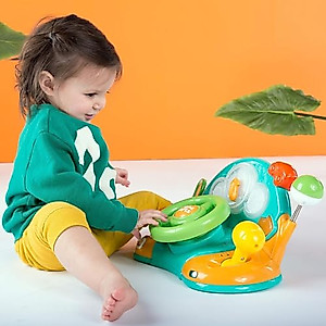 Bright Starts Lights and Colors Driver Toy Steering Wheel with Car Sounds for Pretend Play - Green, 6 Months and up