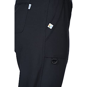 Jogger Scrubs for Women 4 Pocket 4-Way Stretch Elastic Waistband ES2386 (Black, Large)