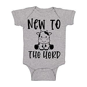 Belle Homie New To The Herd - Funny Baby Essentials Bodysuit - Cute Baby Girl Clothes Newborn Boy Outfit (Newborn, Sports Grey)