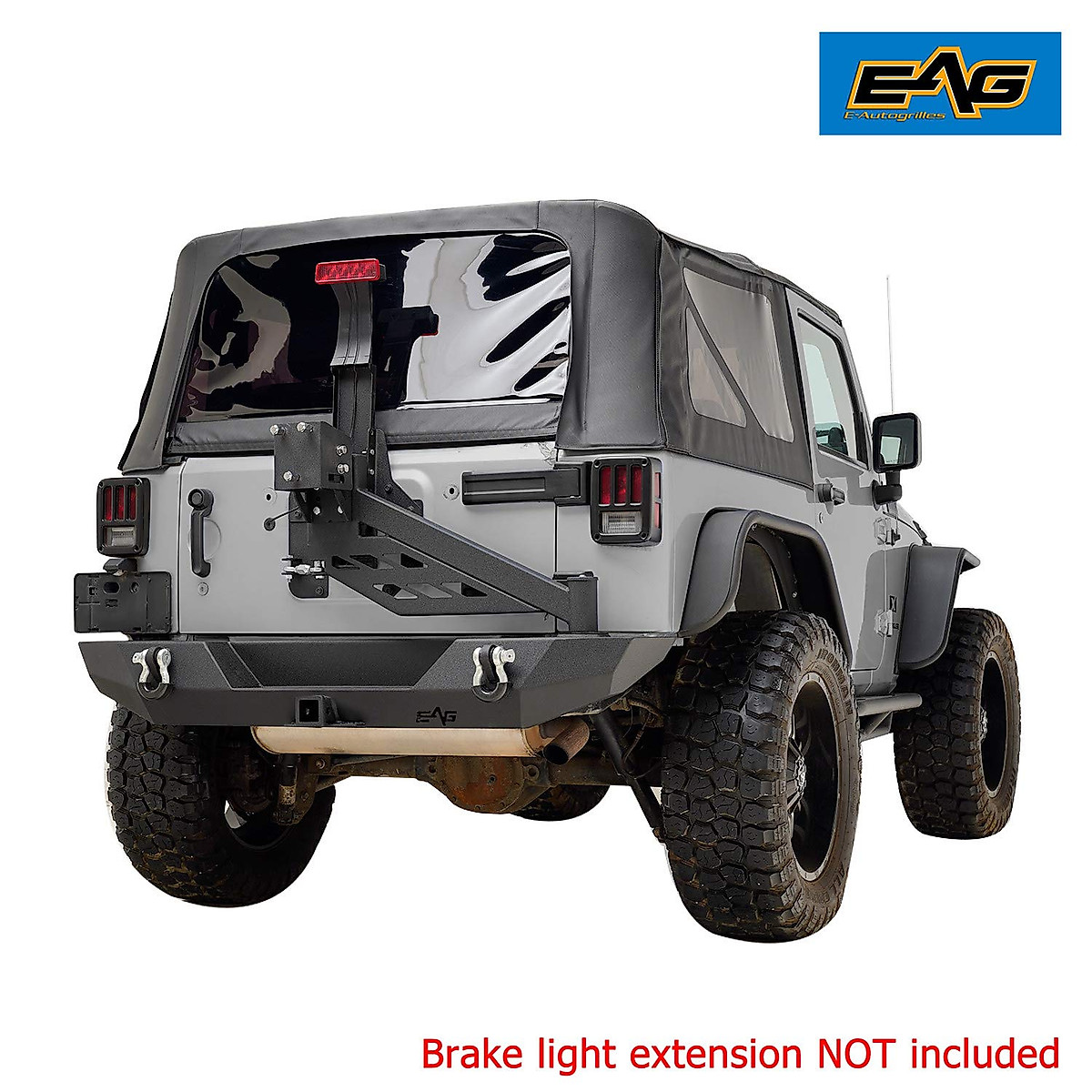 EAG Rear Bumper with Tire Carrier Linkage 2" Hitch Receiver Offroad Fit for 2007-2018 Wrangler JK