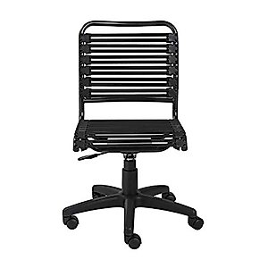 HomeRoots Metal Black Flat Bungie Cord Low Back Rolling Office Chair