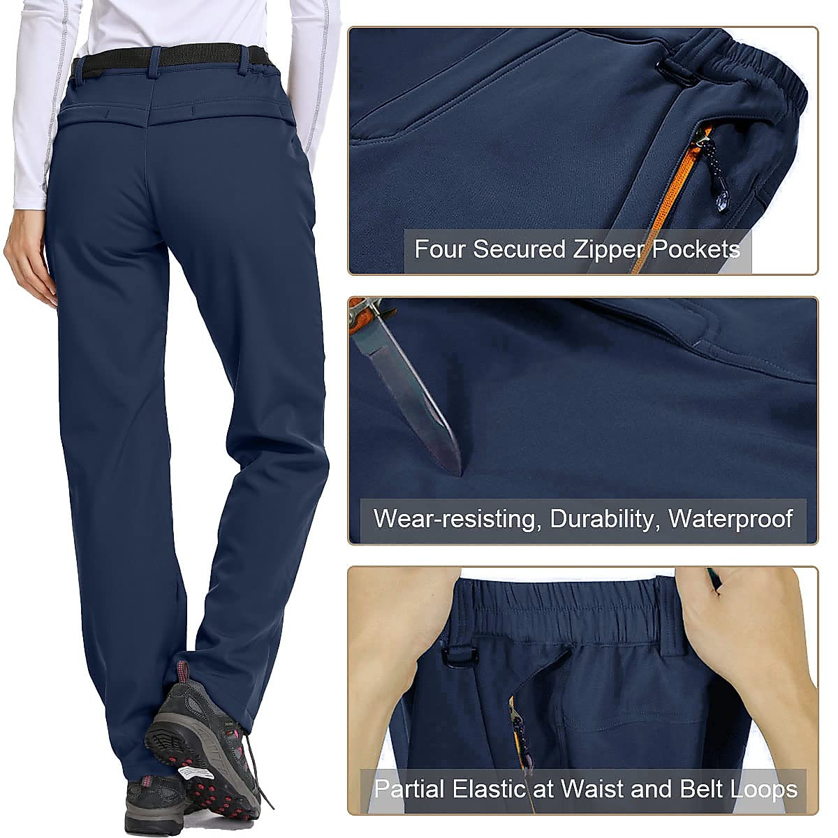 Jessie Kidden Women's Waterproof Pants Hiking Ski Snow Fish Fleece Lined Insulated Outdoor Golf Travel Pant (801F Blue S 6)