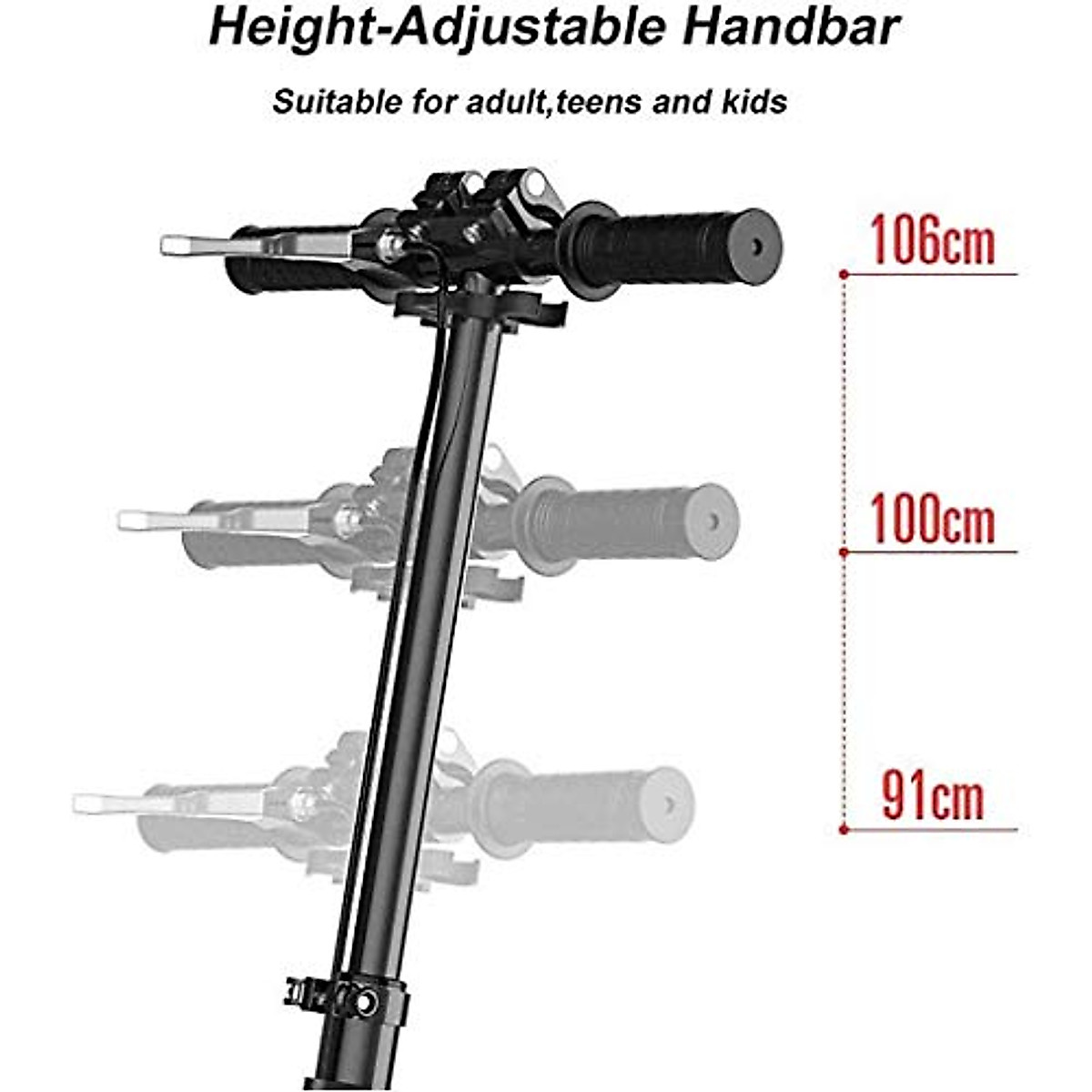 Kick Scooter Folding Adult Kick Scooter with Disc Handbrake, Big Wheels Dual Suspension Commuter Scooter for Teens Young Women Men, Black, Load 150kg(330lbs) (Color : Black)