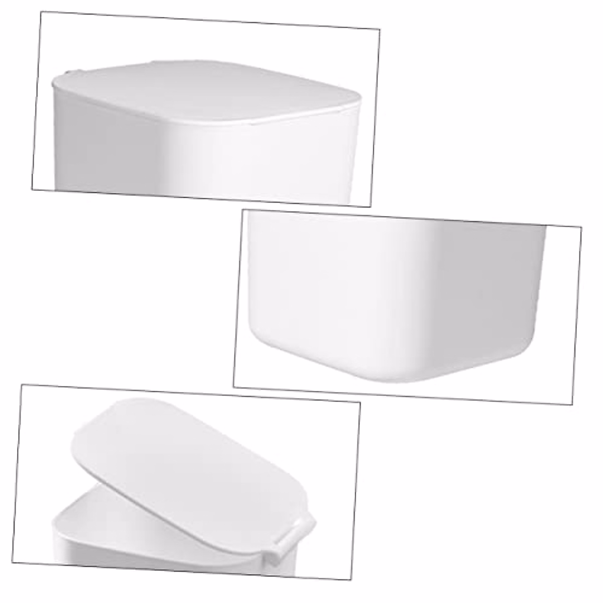 SOLUSTRE with Waste Table Bathroom Trashcan Bin White Mini Kitchen Plastic Garbage to Vanity Tissues of Rubbish Can Cotton Lid Wastebasket Sponges Makeup Square- Dispose Small Desktop