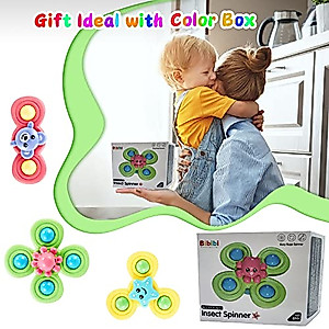 Bibibi Baby Toys, Bath Toys for Toddlers 1 3, Toddler Toys, Baby Travel Essential, Fidget Spinner, Sensory Toys, Bath Toy for Infants 6 12 Months, Baby Boy Toys, Toddler Girl Toys, Suction Cup Toys