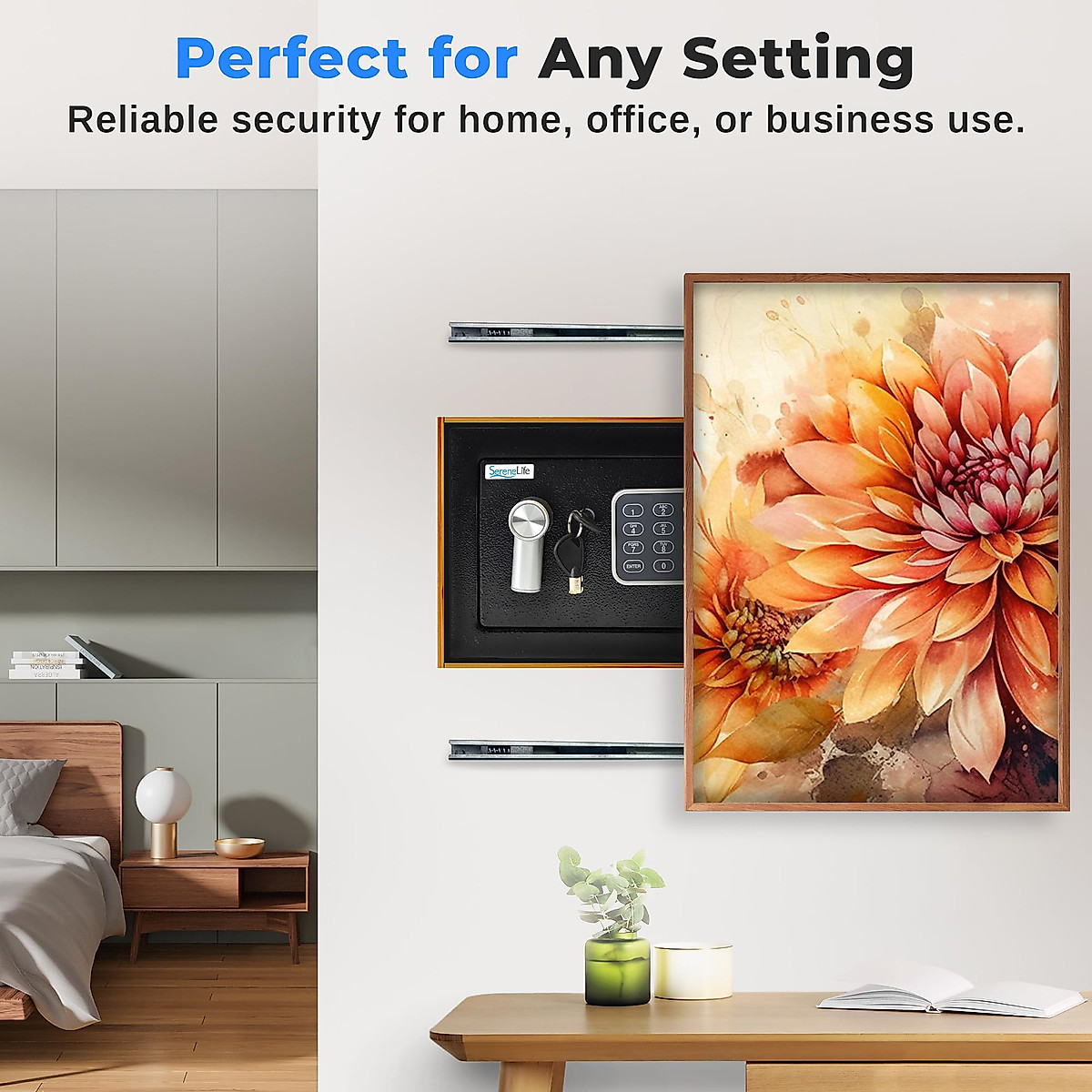 SereneLife Safe Box, Safes and Lock Boxes, Money Box, Safety Boxes for Home, Digital Safe Box, Steel Alloy Drop Safe, Includes Keys