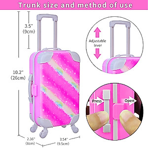 American18 Inch Doll Clothes and Accessories Travel Suitcase Play Set- Girl Doll Accessories Including Suitcase Luggage , Pillow, Sunglasses, Camera, Passport, Phone for Girls 18" Doll(No Doll)