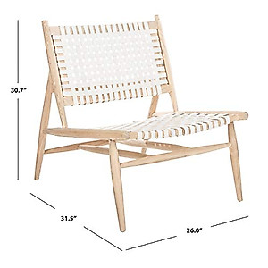 Safavieh Home Soleil White and Natural Leather Woven Accent Chair