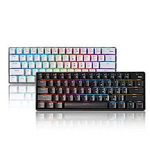 DGG YK600 RGB Wired and Wireless Dual Mode 60% Compact Mechanical Keyboard,61 Keys Mini Gaming Office Blue Switches Keyboard with 1850mA Rechargeable Battery for Windows/MacOS/Android System, Black