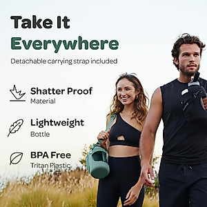 Hydracy 2.3L BPA-Free Tritan Plastic Water Bottle with Adjustable Shoulder Strap, Spill-Proof Lid, and Convenient Silicon Spout for Hydration on the Go