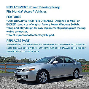 Power Steering Pump 21-5419 for 2006 2007 2008 2009 2010 2011 Honda Element/Accord/CR-V 2.4L 2002-2008 Acura RSX/TSX/LX 2.4L Power Assist Pump