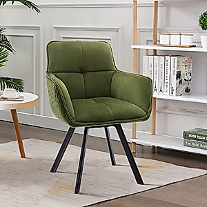 ONEVOG Olive Green Swivel Office Chair, Aesthetic Desk Chair with Upholstered Back Support, Velvet Cozy Task Chair for Computer, Home, Apartment, Office, Dressing Room