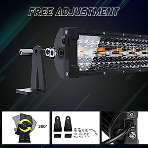 SLARY 32 Inch 180W LED Light Bar White/Amber Flasing Strobe Light with Six Modes Driving Fog Lights Spot Flood Combo Beam Bumper Lights with Switch Wiring Harness for Offroad Truck 4WD SUV ATV UTV