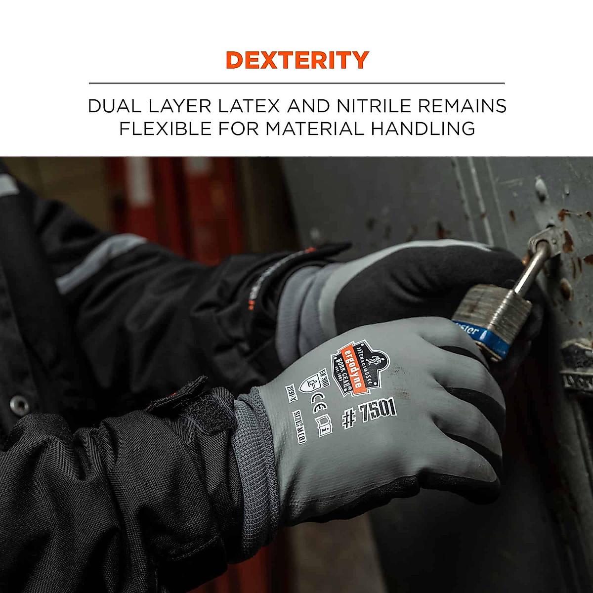 Ergodyne ProFlex 7501 Coated Waterproof Winter Work Gloves Gray, Large, 1 Pair