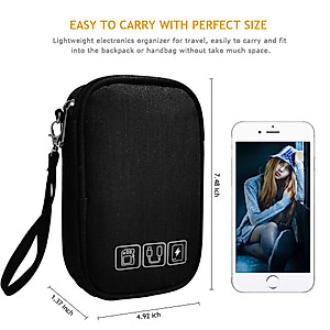 Electronic Organizer Bag Cable Organizer Travel Cord Organizer Case Pouch Portable Carrying Case for Charger Hard Drive Earphone USB SD Card (Black)