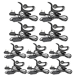 BAOFENG Walkie Talkie Earpiece with Mic 2 Pin K Port Headset UV-5R BF-F8HP 5RM UV-21R UV-5G Plus GM-5RH K5PLUS AR-152 UV-17R BF-888S GM-15PRO UV-S9 Plus Etc (10Pack)