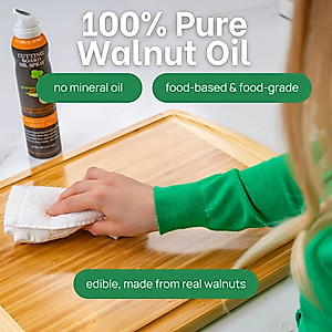 GREENER CHEF Premium Italian Food-Grade Wood Cutting Board Oil Spray & Butcher Block Oil Conditioner, 100% Walnut Oil for Bamboo Chopping Boards, Food Safe, Mineral Oil & Aerosol-free - Made In Italy