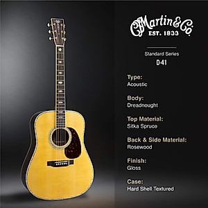 Martin Guitar Standard Series Acoustic Guitars, Hand-Built Martin Guitars with Authentic Wood D-41