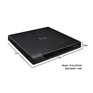 Produplicator Pioneer BDR-XD07B Portable 6X Blu-ray Burner External Drive with USB Cable - Burns CD DVD BD DL BDXL Discs