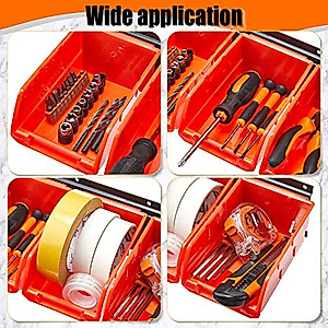 16 Pcs Plastic Wall Mounted Storage Bins (6.3inch x 3.2inch x 4inch) Hanging Stackable Storage with 4 Pieces Horizontal Shelf Trays Screw Organizers and Storage Bins Tool Organizers for Men Tools Gift