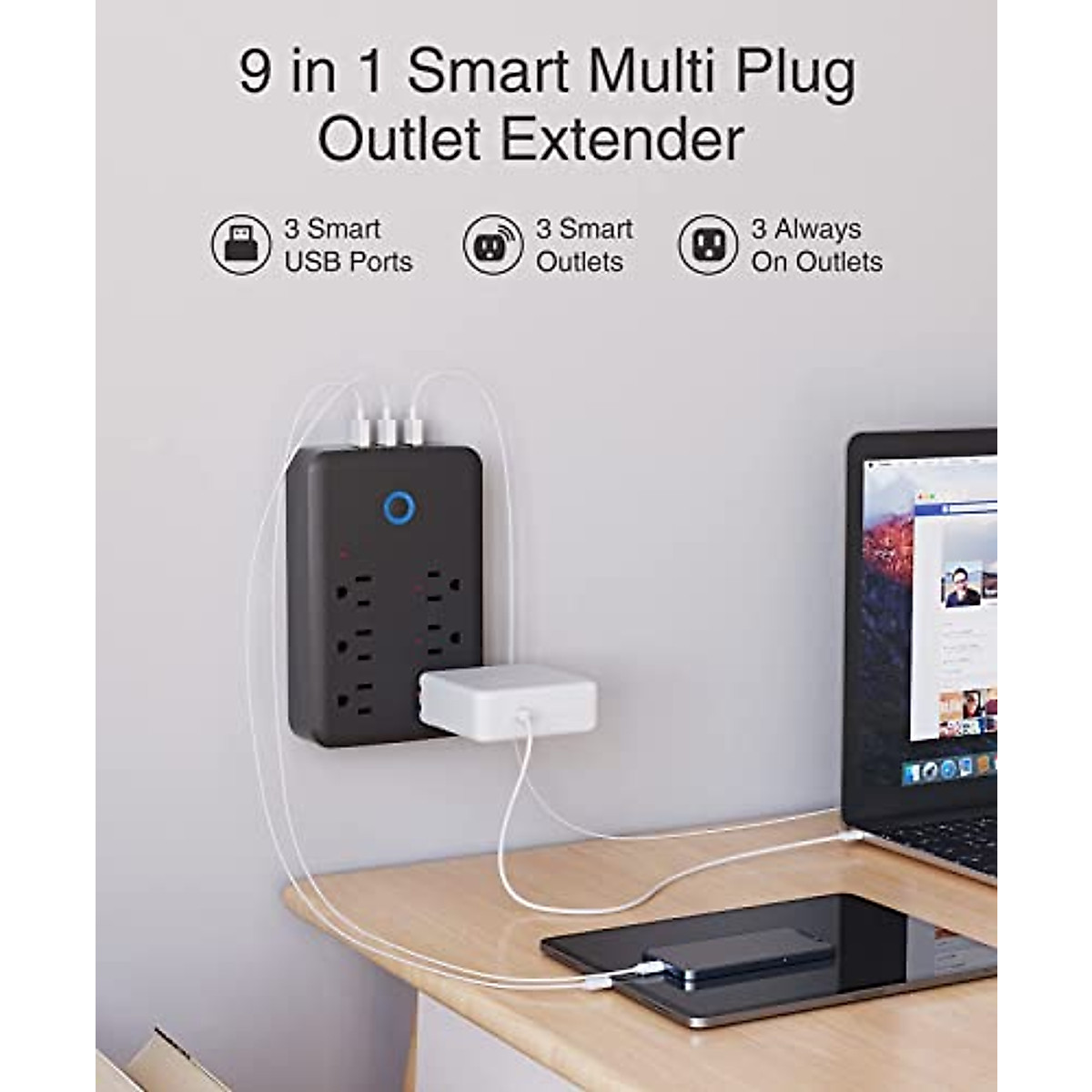 Smart Plug Outlet Extender, WiFi Surge Protector Power Strip+Mini Wi-Fi Plugs Compatible with Alexa and Google Home