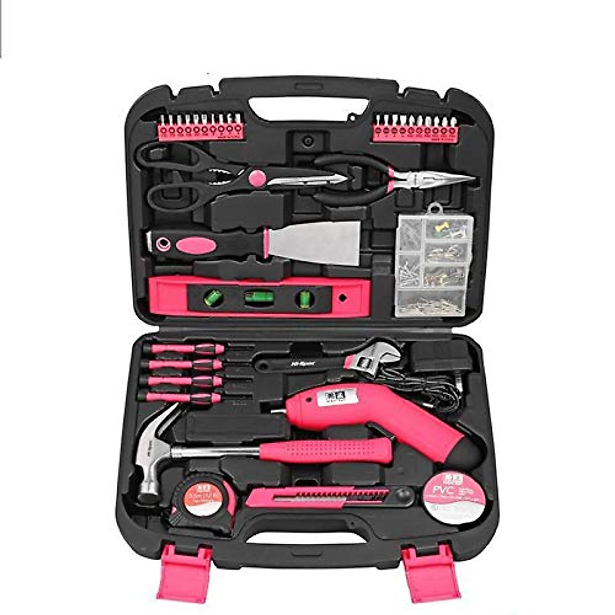 ZRSJ Screwdriver Vise Set, Household Tool Set, Multi-Functional Complete Set of Hardware Tools (Size : 40 Piece Set-Pink)