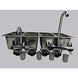 4 Compartment Concession Sink Portable 4 Traps HandWashing Food Truck Trailer