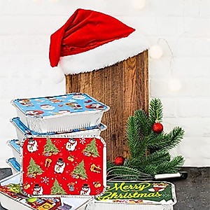 WorldBazaar Christmas Aluminum Food Containers with Lids Christmas Leftover Containers with Lids 36 PCS Disposable Santa Goodie Sacks Containers Christmas Winter Party Favors