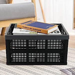Sosody 34 L Plastic Storage Milk Crates, Large Collapsible Storage Basket, 2 Packs