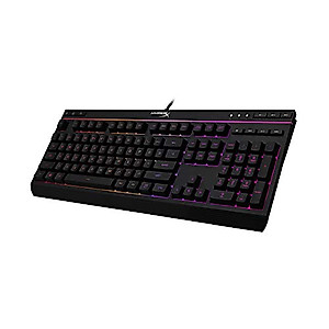 HyperX Alloy Core RGB – Membrane Gaming Keyboard, Comfortable Quiet Silent Keys with RGB LED Lighting Effects, Spill Resistant, Dedicated Media Keys, Compatible with Windows 10/8.1/8/7 – Black