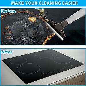 Floor Scraper, Scraper Tool Long Handle Adjustable 31" to 61" with 4-inch Razor Blade Stainless Steel Material Cleaning Glass Wall Gum Paint Tile Glue Linoleum Carpet Sturdy Durable