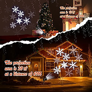 Christmas Projector Lights Outdoor & Indoor, Snowflake Projector Lights, IP65 Waterproof LED White Snowfall Christmas Lights, Perfect for Xmas Party Wedding Garden Patio Decoration