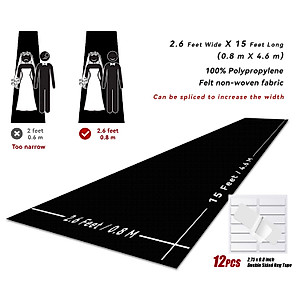 Glamourous Event Black Carpet Runner with Double-Sided Tape - 2.6X15 ft, 130 GSM Felt Non-Woven Fabric, Perfect for Wedding Aisles and Movie Theme Decor