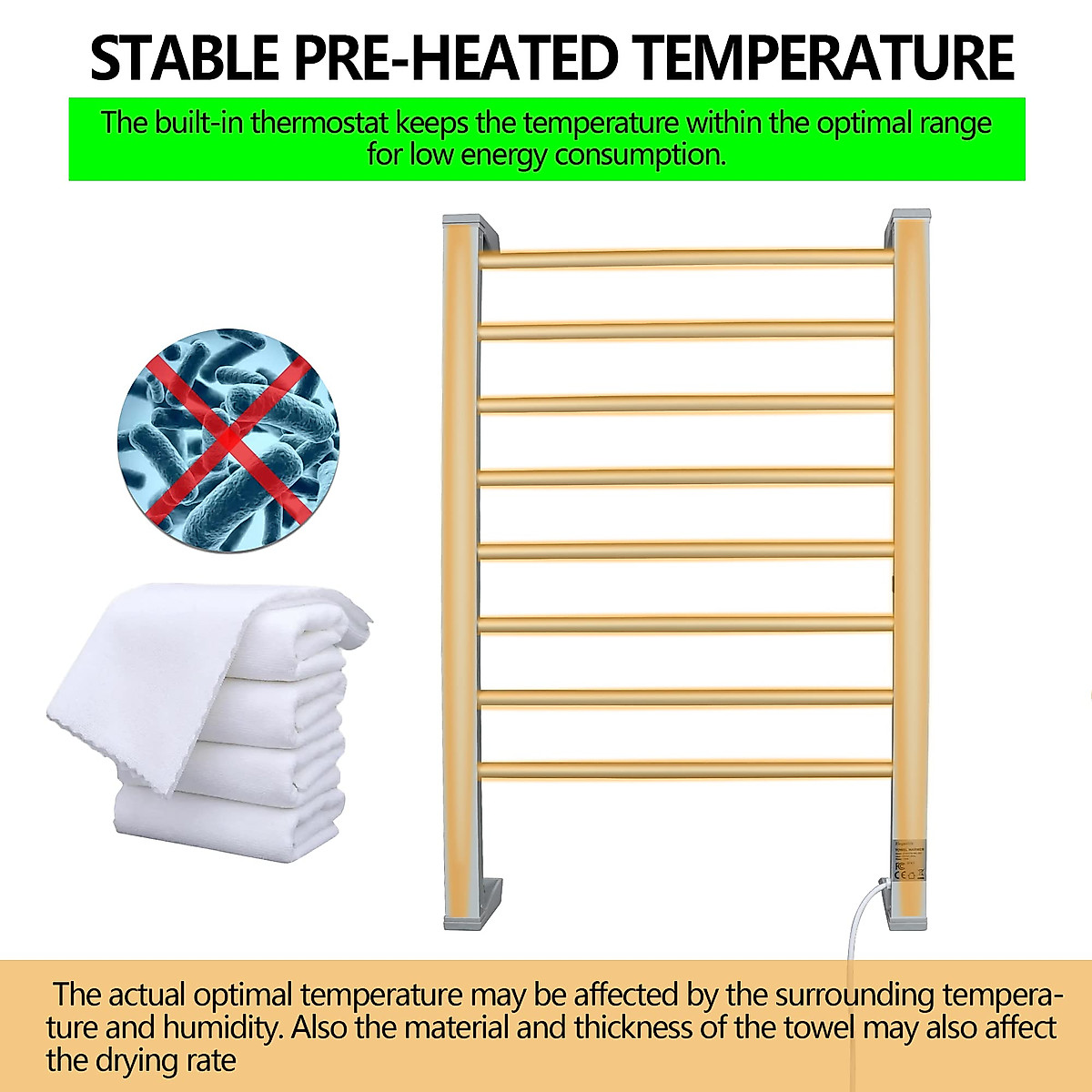 BVANQ Towel Warmer with Timer,Towel Racks for Bathroom,8 Bar Heated Towel Rack for Clothes Drying,Portable Free Standing Heater,Auto Cut Off Home Electric Heat Dryer,Wall Mount Thermostat Shelf