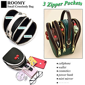 Small Leather Crossbody Bags Shoulder Bag for Women Stylish Ladies Messenger Bags Cell Phone Purse and Handbags Wallet (Cherry - Dark Green)