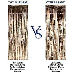 Twinkle Star 2 Pack Photo Booth Backdrop Foil Curtain Tinsel Backdrop Environmental Background for Birthday Party, Wedding, Graduation, Christmas Decorations (Champagne)