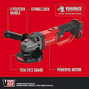 Craftsman V20 Angle Grinder, Small, 4-1/2-Inch with Battery Kit, Charger Included, 4.0-Ah (CMCG400B & CMCB204-CK)