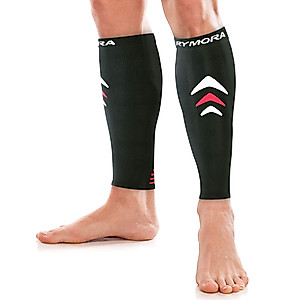 Rymora Calf Compression Sleeves Men Women Shin Splints Running (Pair) (Black) (M)