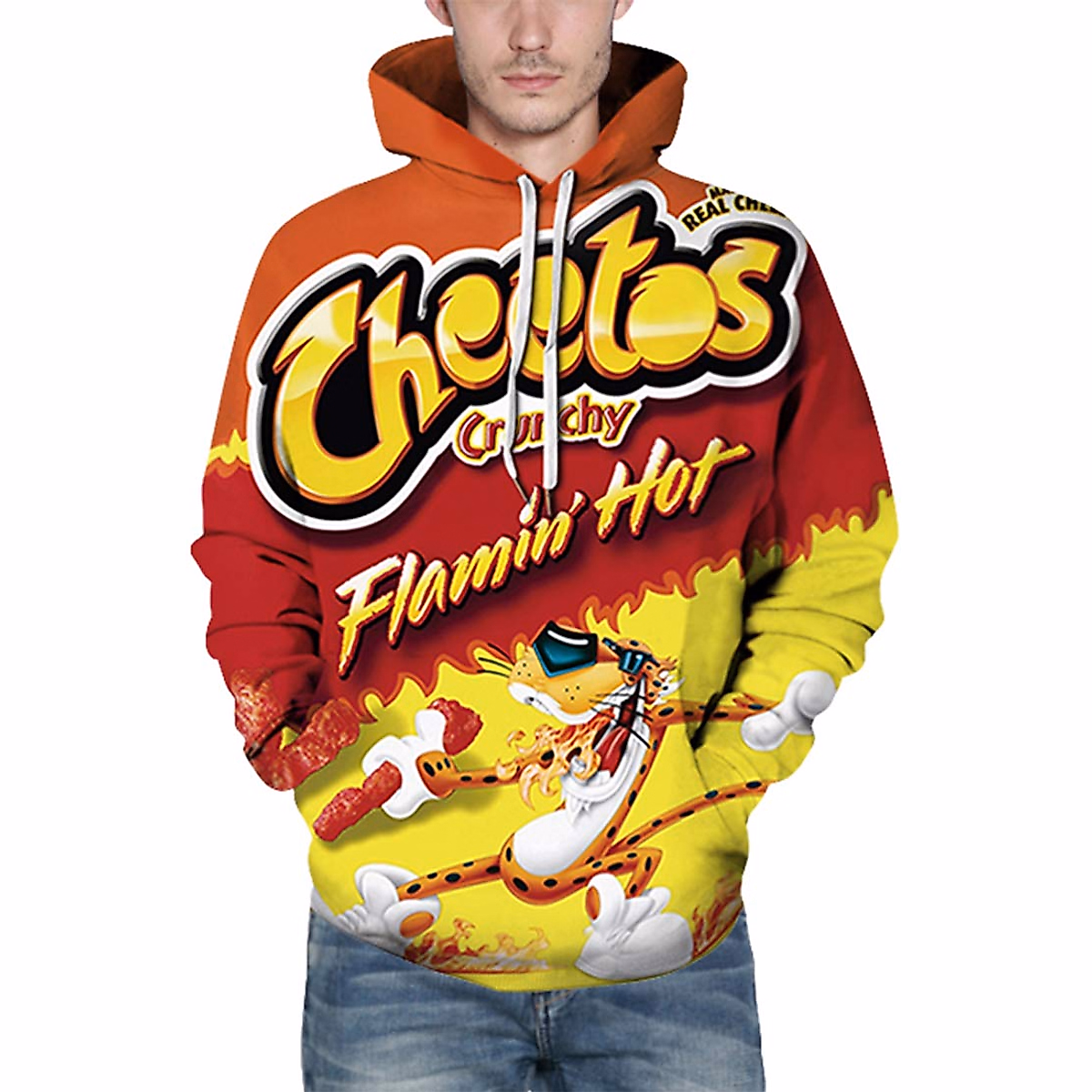 Chaos World Men's Novelty Hoodie Realistic 3D Print Pullover Unisex Casual Sweatshirt(3XL,Leopard Yellow)