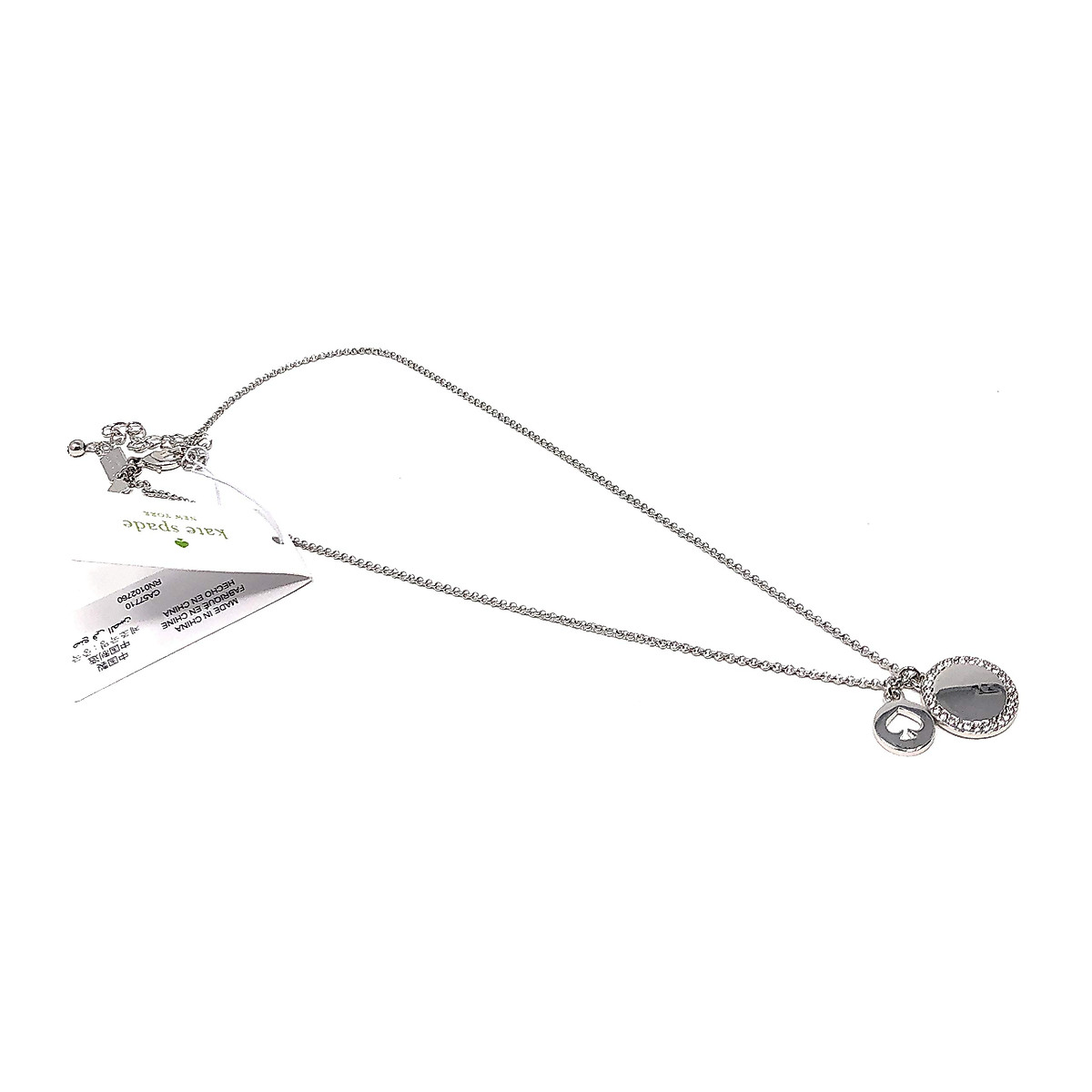 Kate Spade New York Clear Silver Plated Spot The Spade Charm womens Pendant Necklace