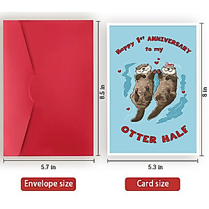 Hongshan Happy 1st Anniversary Card Gift for Husband,Wife,First Anniversary Card for Boyfriend or Girlfriend,Romantic One Year Wedding Anniversary Card for Women Men Him Her