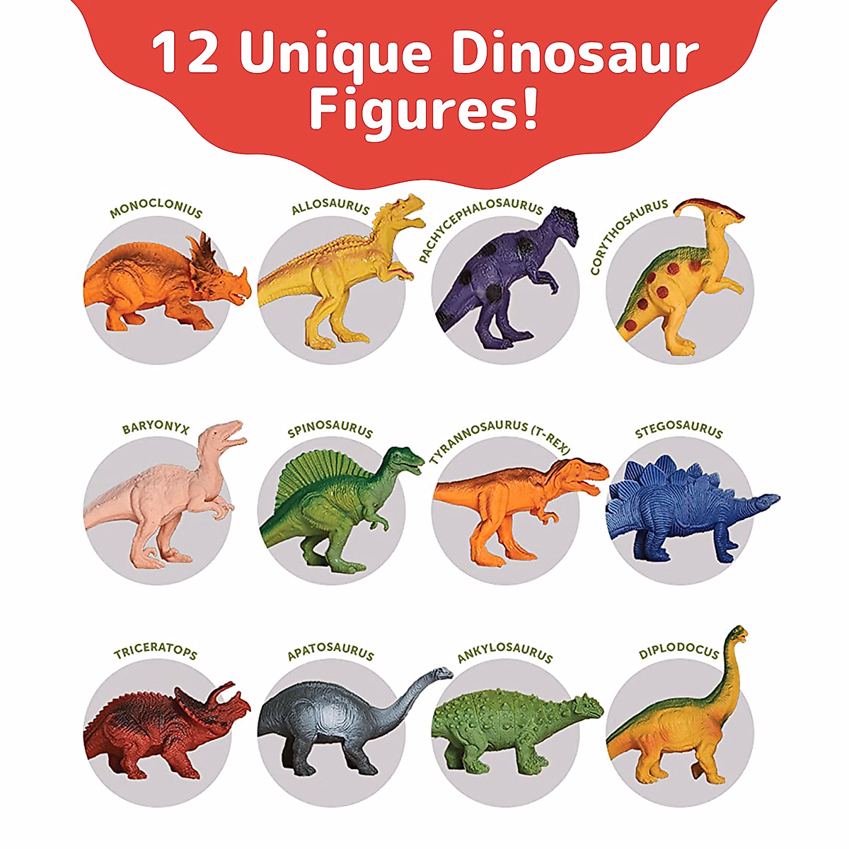 PREXTEX Dinosaur Toys for Kids 3-5 - 12 Dinosaur Figurines and Dinosaur Book for Kids with Sound - Realistic Toy Dinosaur Figures - Dino Toys with Sound Books for Kids