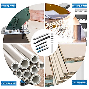 20 Piece Jigsaw Blades Set Assortment of Professional T-Handle Jig Saw Blade Kits Multi-Purpose Jig Saw Blades Replacement Set for Wood Pruning, Plastic, and Metal Cutting