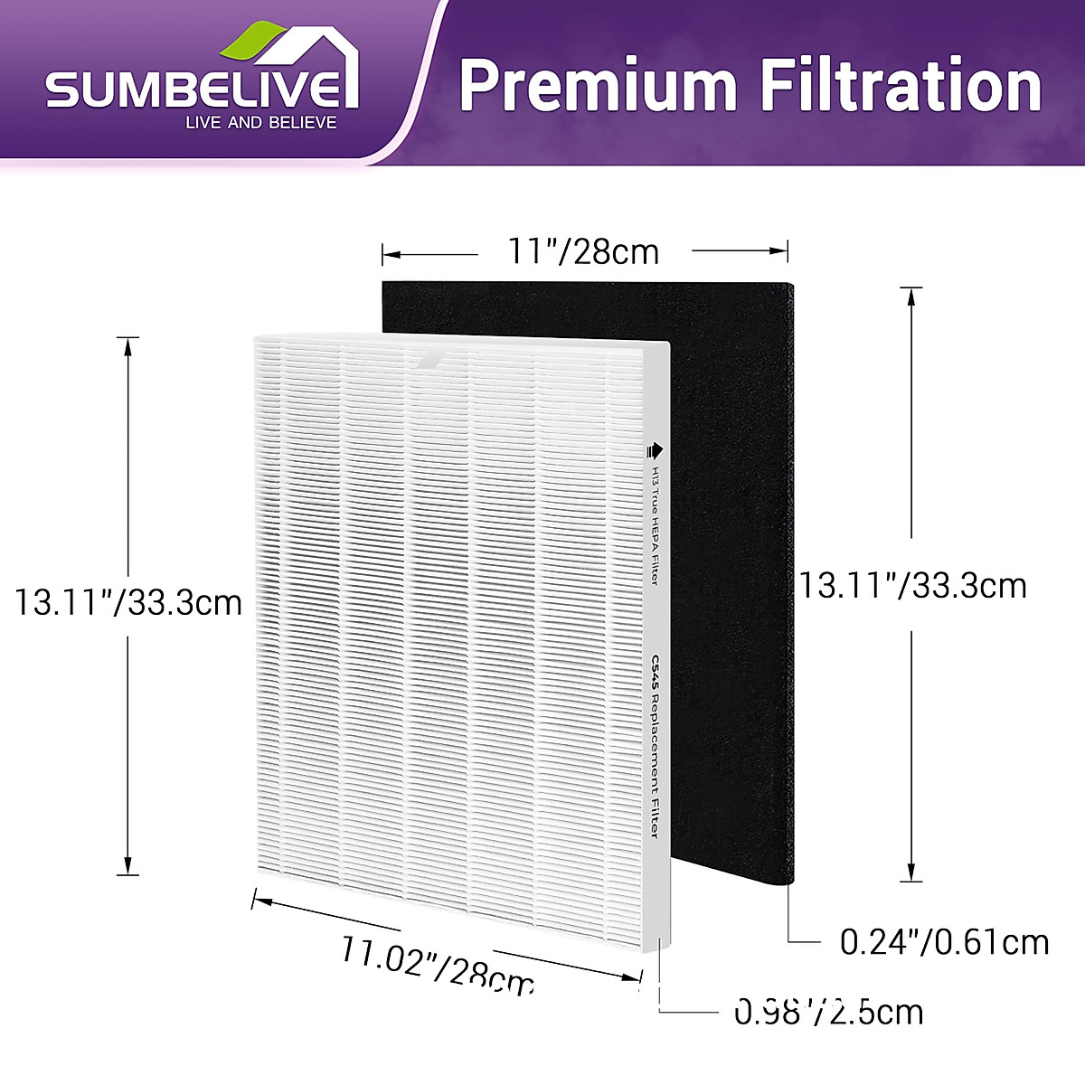C545 Filter for Winix C545 Filter S, 2 True HEPA Filter + 8 Activated Carbon Filters Part No. 1712-0096-00 and 2522-0058-00