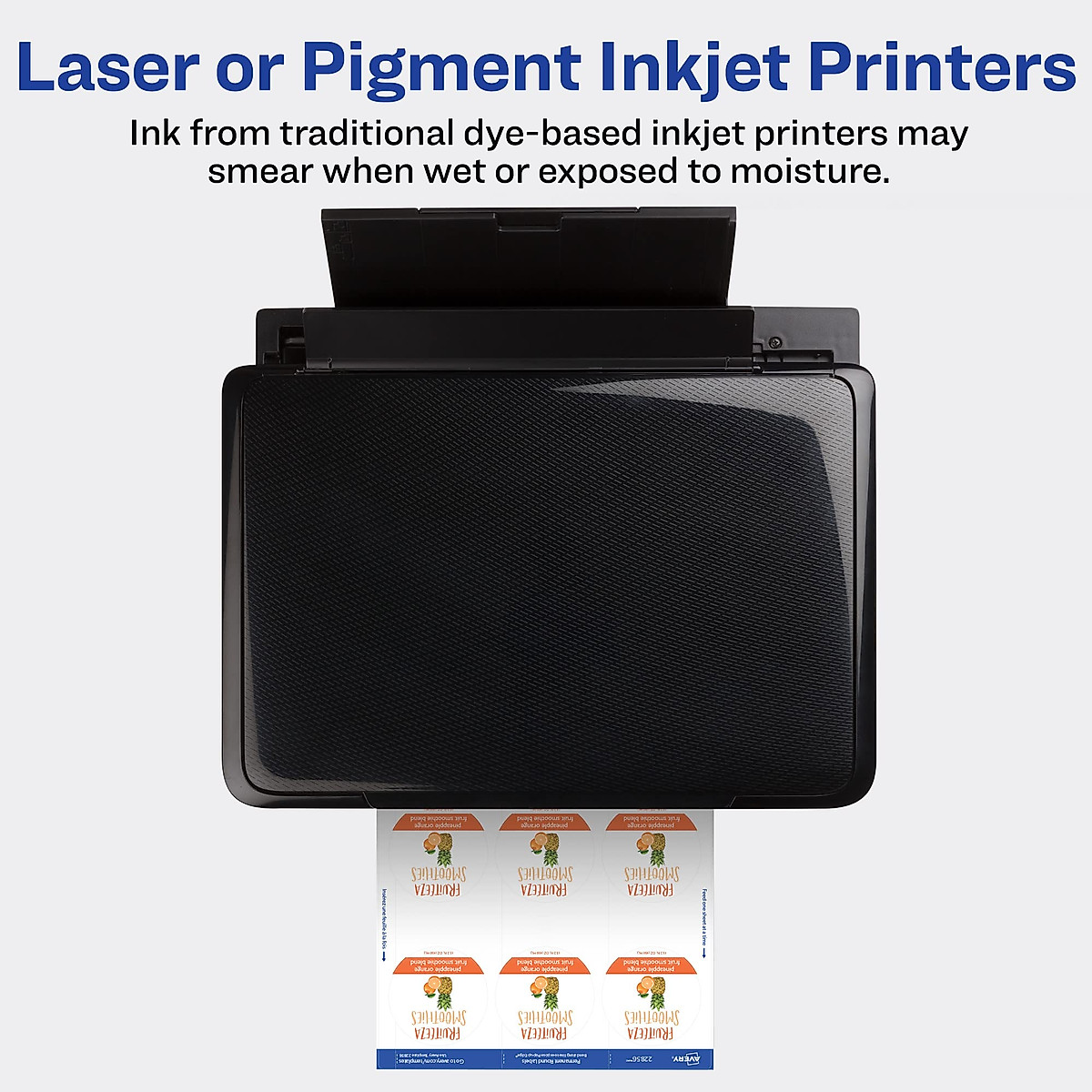 Avery Durable Waterproof Oil-Resistant Film Labels with Sure Feed Technology, 2" x 2" Square, Laser/Pigment-Inkjet, 120 Labels (64503)