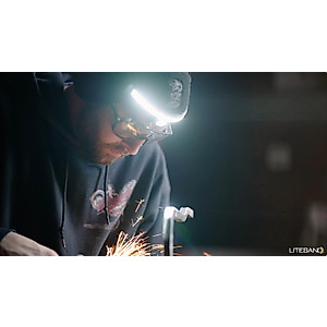 Optimal Ventures Liteband PRO 1500MB Rechargeable LED Flashlight, Carbon Fiber Color, 210-Degree Wide-Angle Beam, 6 Modes, 3400mAh Battery, Weatherproof Housing, IPX5