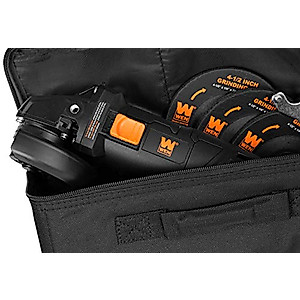 WEN 94475 7.5-Amp 4-1/2-Inch Angle Grinder with Reversible Handle, Three Grinding Discs, and Carrying Case, Black,orange