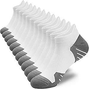 PAPLUS Ankle Compression Socks for Women 6 Pairs, Low Cut Womens Running Socks with Arch Support, White, S/M