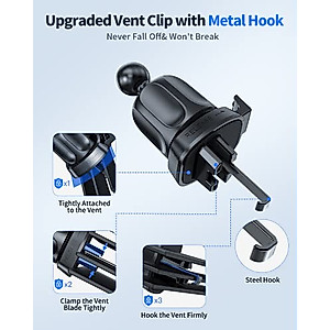 Miracase Phone Mount for Car Vent, Universal Car Phone Holder Mount [Upgraded Vent Clip Never Fall Off] Hands Free Air Vent Cell Phone Holder for Car Cradle in Vehicle Compatible with All Phones